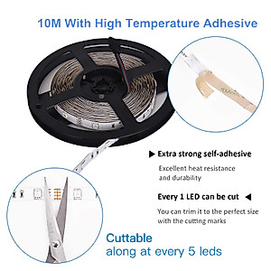 WEAPRIL Led Strip Lights,32.8FT/10M Flexible Tape Lights Color Changing 300 LEDs SMD5050 RGB Strip Lights Kit with 24key Remote Control for Home Bedroom Kitchen and Party, Non-Waterproof (32.8FT)