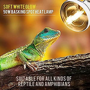 FIVEAGE Reptile Heat Lamp Daylight Bulb,50W Basking Spot Bulb for Reptile, Full Spectrum UVA UVB Sun Light Bulb for Turtle Lizard,Bearded Dragon-2 Pack