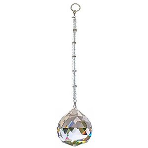 Sun Catcher Crystal, Rear View Mirror Car Charm Ornament, Hanging Pendent 30mm, Comes in a Gift Bag (1-30mm Crystal)
