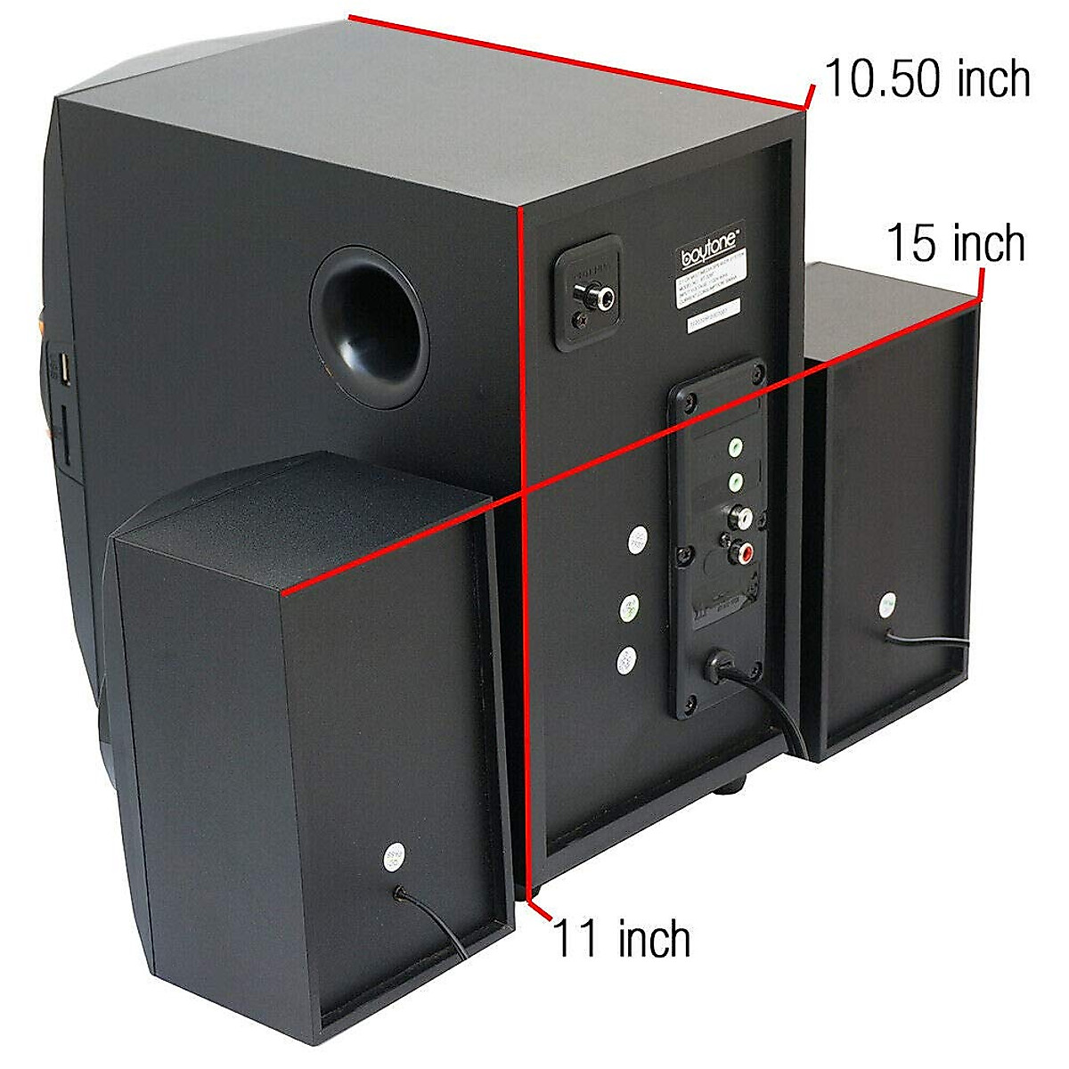 Boytone BT-324F, 2.1 Bluetooth Powerful Home Theater Speaker Systems, with FM Radio, SD USB Ports, Digital Play Back, 40 Watts, RGB Light, Full Function Remote Control, Smartphone, Tablet