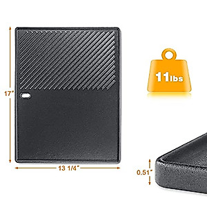 Hisencn 304 Stainless Steel Grill Parts for Home Depot Nexgrill 4 Burner 720-0830H 720-0783E, 5 Burner 720-0888N Grill Burner, Heat Plate, 17 inch Grill Cooking Griddle Replacement Kit