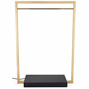 Displays2go Freestanding Garment Display Rack, Recessed LED Lighting, for Retail Boutique - Gold (SMOFCGRLED)