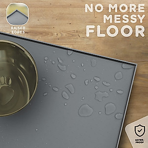 Dog Food Mat - 28x18” Large Silicone Stove Top Protector, Silicone Pet Food Mat, Raised Edges Dog Mat for Food and Water Prevent Spill, Waterproof Cat Food Mat Protect Floors, Easy Clean Dog Bowl Mat