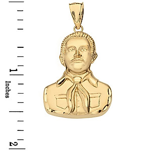 Solid 14k Yellow Gold Jesus Malverde Sinaloa Narco Saint Pendant
