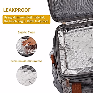 Geochlo Insulated Lunch Bag for Women Men, Lunch Box Leakproof Cooler Tote with Shoulder Strap for Work Picnic School (Purple)