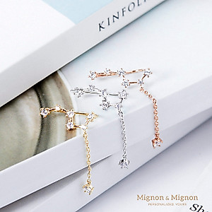 MignonandMignon Cubic Zirconia Crystal Star Stud Ear Crawler Little Dipper Dangle Earrings in Gold, Rose Gold (Silver) Mother's Day Gift - ECLD
