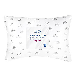 Toddler Pillow Small Baby Pillows for Sleeping Great Neck Support, Perfect Boho Kids Pillow 14" x 19" for Child Travel, Toddler Cot Bed, Boys Gilrs, No Pillowcase Needed, Rainbow Print