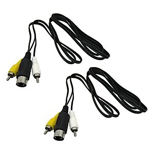 2 × Replacement RCA AV Cable Suitable for Sega Genesis & Sega Master System ZOOJR