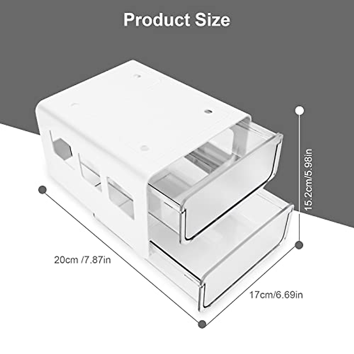 Ceuku Under Desk Drawer Organizer 2 Layers Hidden Drawer, Clear Plastic Attachable Desk Drawer Easy to Install Under Table Drawer Self- adhesive Under Desk Organizer for Office, Wardrobe or kitchen