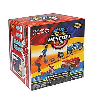 Stomp Racers Air Powered Race Cars by Stomp Rocket, Rescue Racers Pack - Dueling Stomp Racers Toy Car Launcher - Fun Backyard & Outdoor Multi-Player Kids Toys Gifts for Boys, Girls & Toddlers
