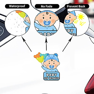 Iprokiu Cartoon Baby on Board Car Sticker Cute Baby and Balloon Kids on Board Car Window Bumper Decal Waterproof Vinyl Baby in Car Decal Safety Sign Vehicle Truck SUV Car Styling (Cute Boy)