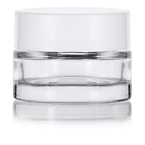 Clear Glass 0.25 oz Thick Wall Balm Jars with White Foam Lined Smooth Lids (12 pack)