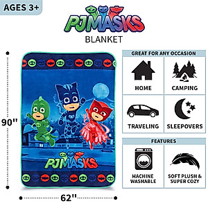 Franco Kids Bedding Super Soft Plush Microfiber Blanket, Twin/Full Size 62" x 90", PJ Masks,A46518