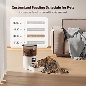 IMIPAW Automatic Cat Feeders, 3L Timed Cat Dry Food Dispenser, Dual Power Supply, Programmable Portion Size, 1-6 Meals Per Day, Auto Pet Feeder for Cats and Small Dogs