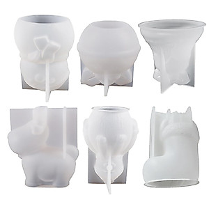 6Pcs Christmas Candle Molds,Christmas Snowman Silicone Molds Jingle Bell Bells Resin Molds Christmas Sock Resin Mold Santa Claus Elk Deer Silicone Mold for Xmas Candle Making Craft Supplies Home Decor