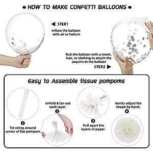 Black and White Birthday Decoration Black and Sliver Party Decorations Birthday Party Decorations for Men Women Banner Balloons Swirls Tissue Pompoms 16th 21st 30th 40th 50th 60th Birthday Supplies