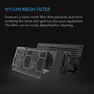 AC Infinity AIRFRAME T7-N Black, High-Airflow Cooling Fan System 17", Intake Airflow, for AV Equipment Rooms, Closets, and Enclosures