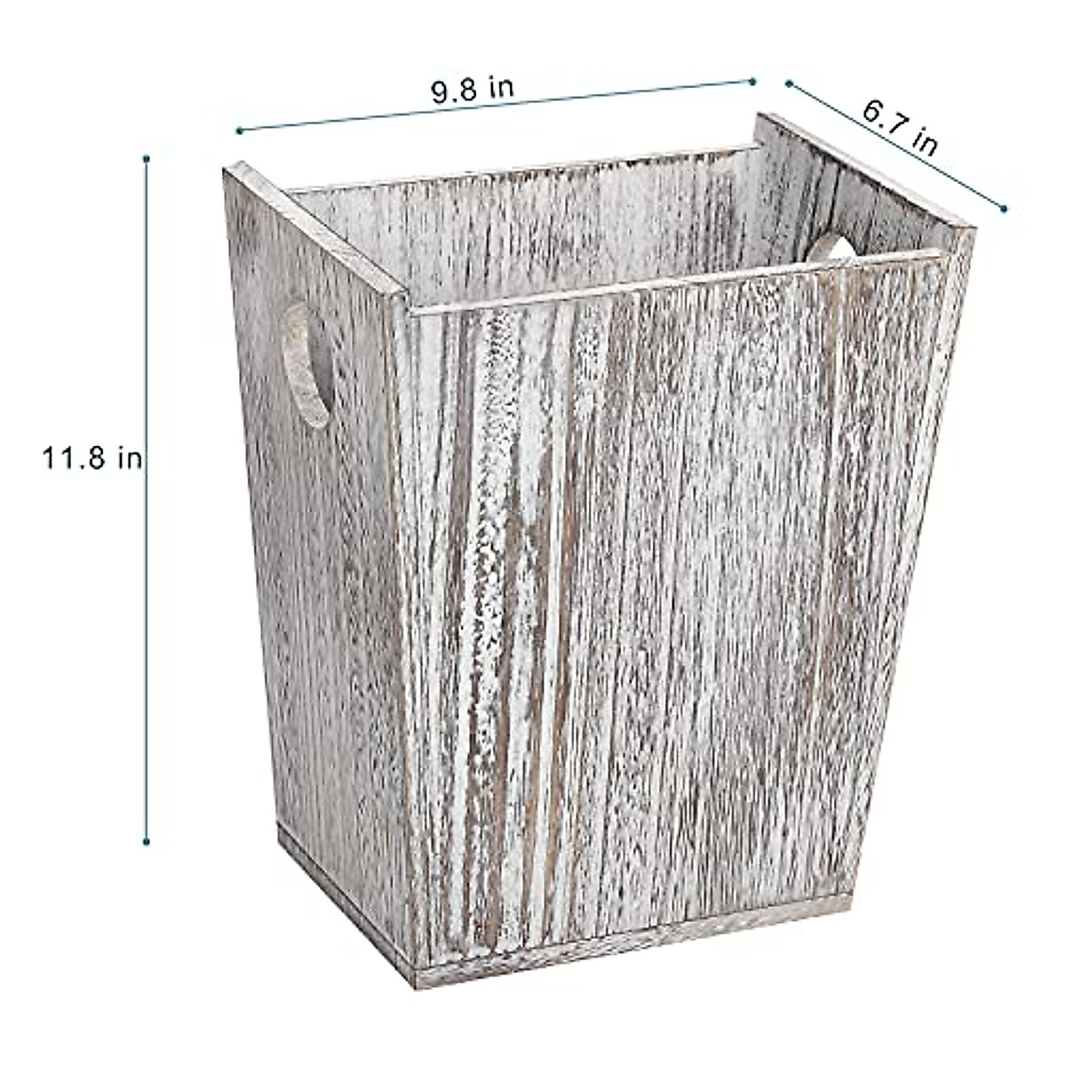 LIANTRAL Trash Can Wastebasket, 2-Gallon Waste Basket Wooden Small Rustic Trash Can Garbage Container Bin for Bathroom, Bedroom, Kitchen, Office