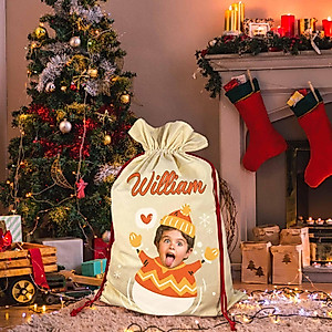 Personalized Large Christmas Sacks 21"x32" Custom Name Drawstring Christmas Bag Xmas Presents Santa Gift Bag for Kids, Family