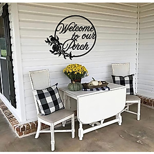 Welcome to Our Porch Wood Sign Housewarming Gift Farmhouse Wood Home Decor Hanging Wooden Decorations Wall Art Sign for Home, Bar,Front Door,Patio,Garden Decor 8x10, 8 x 10 Inch