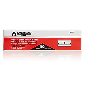 American Line Double Edged Orange Plastic Blades - 100-Pack - Made with Durable Corrosion Resistant Plastic for Stubborn Sensitive Surfaces - 66-0707