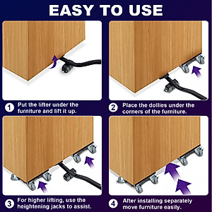 FEILAYDUN Heavy Furniture Movers, Upgraded Large Size Moving Dolly Set, 3307LBS Load Capacity, with 360° Rotatable Wheels & Furniture Lifter, for Moving Heavy Furniture, Refrigerator, Sofa, Cabinet