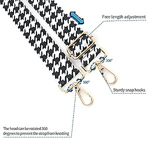 chushui Purse Strap,Replacement Crossbody Shoulder Strap for Handbag (Houndstooth Black and White)