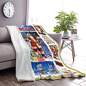CYREKUD Christmas Blanket,Christmas Throw Blanket for Couch,Santa Blanket for Christmas Decorations, for Women,Christmas Village Snow Blanket,Holiday Xmas New Year Decor 50" x 60"