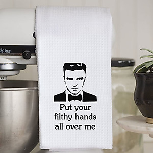 WCGXKO Put Your Filthy Hands All Over Me Justin Inspired Decorative Flour Sack Dish Towel (Filthy Hands)