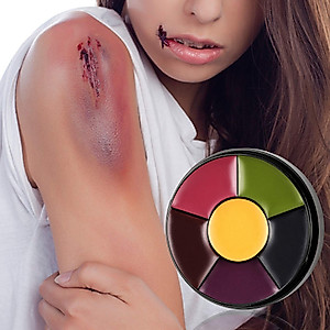 Wismee Special Effects Sfx Makeup Kit Professional Scar Wax Set 6 Color Bruise Wheel Makeup Kit Face Body Paint Oil with Sponges, Fake Scab Blood, Spatula Tool