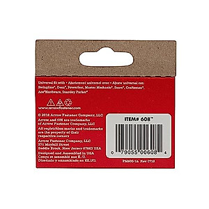 Arrow 60830 Wide Crown Staples for Staple Guns and Staplers, Use for Upholstery, Crafts, General Repairs, 1/2-Inch Leg Length, 1/2-Inch Crown Width, 1000-Pack