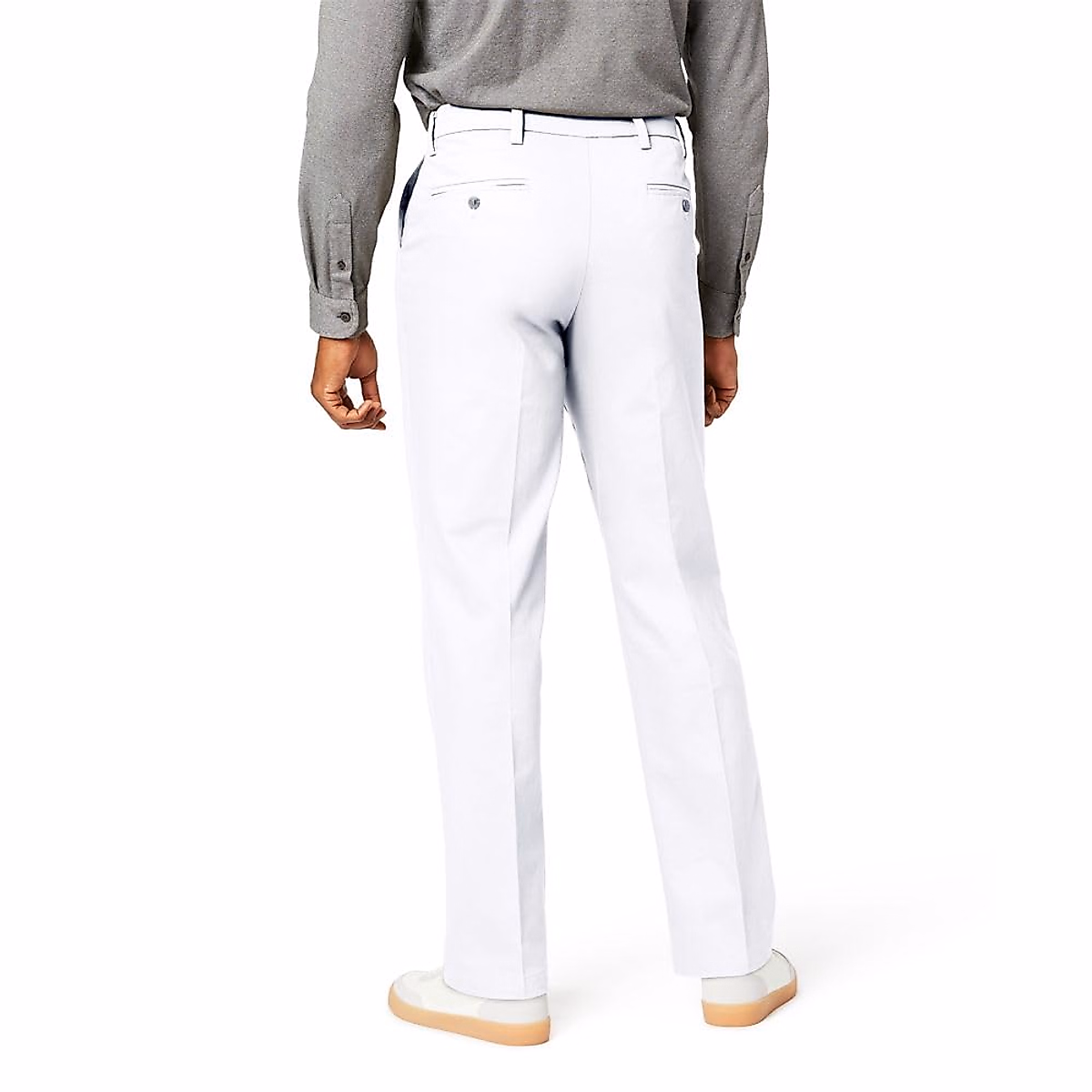 Dockers Men's Classic Fit Signature Khaki Lux Cotton Stretch Pants (Regular and Big & Tall), Paper White, 34W x 32L