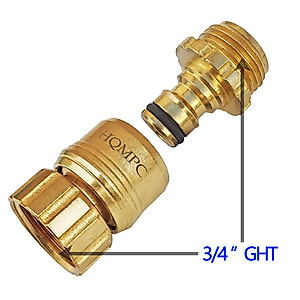 HQMPC No Pb Garden Hose Quick Connect Brass Hose Quick Connect Hose Quick Connect Fittings Water Hose Connectors 3/4" GHT (2 SETS)