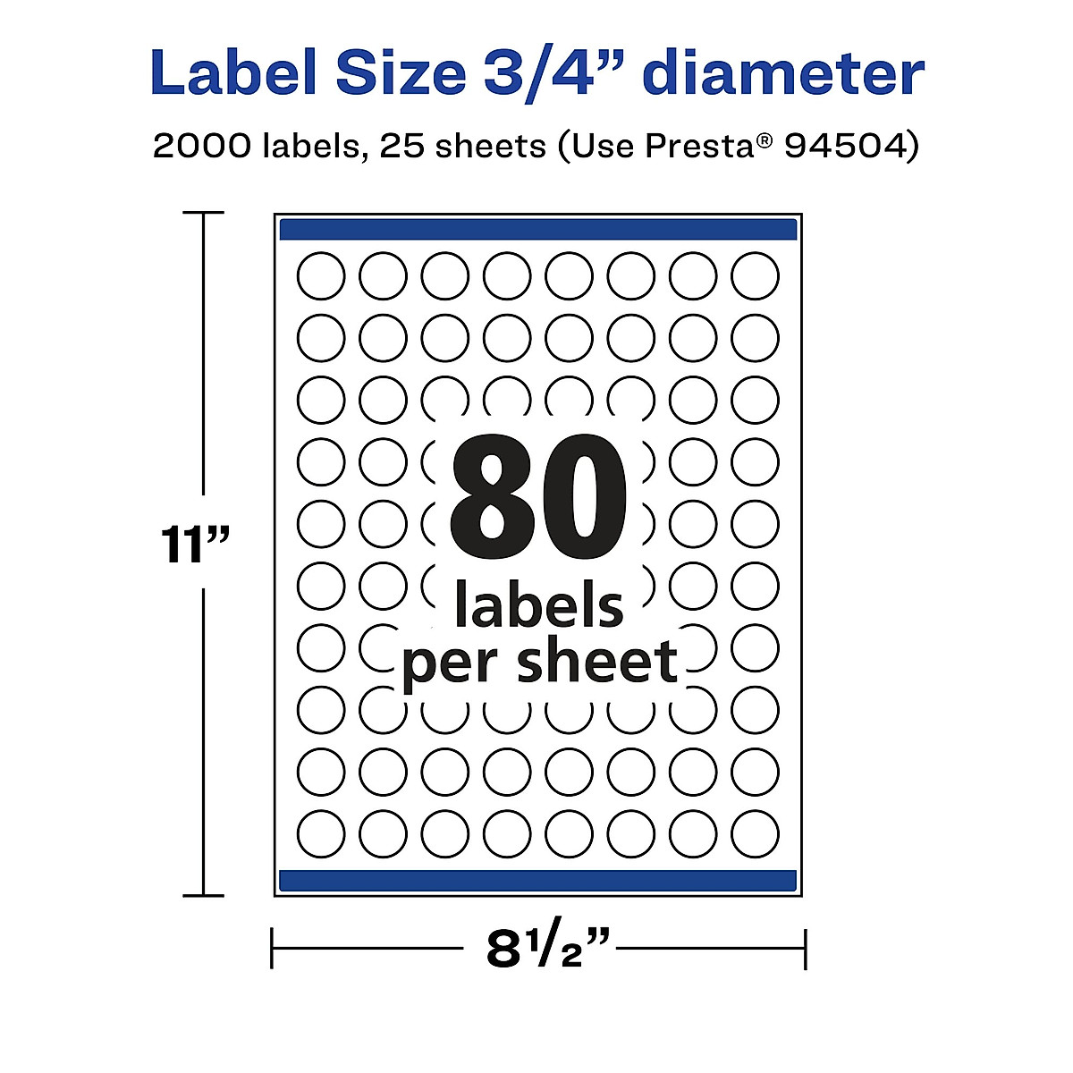 Avery Matte White Round Labels with Sure Feed, 3/4" Diameter, 2,000 Matte White Printable Labels