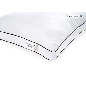 LANE LINEN Bed Pillows King Size Set of 2 (20"x36") - Soft Gusseted Pillow for Back, Stomach or Side Sleepers - Hotel Quality Down Alternative King Pillows 2 Pack - White