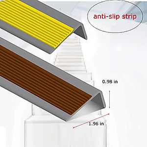 Stair Nosing Edge Anti Slip Traction Treads,Stair Edge Protector,Step Edge Trim Rubber Strips,Easy to Install,Outdoor Indoor Staircases Pads Help Elderly,Children to Walk The Stairs Safely