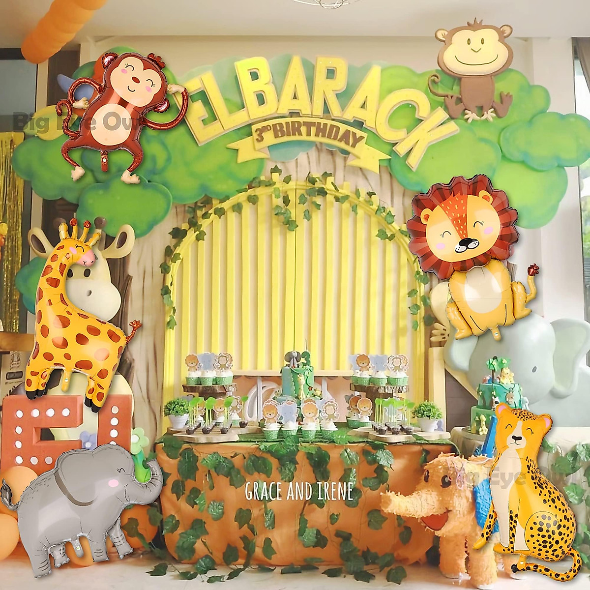 Jungle Safari Animal Balloons Birthday Party Decorations Giant Safari Balloon For Boy Wild One Theme Zoo Monkey Elephant Zebra Leopard Crocodile Giraffe Shaped