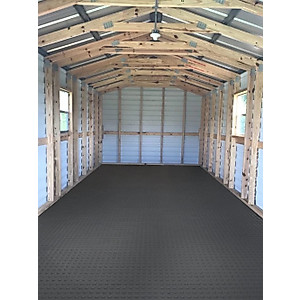 G-Floor Seamless Sheet Vinyl Shed Flooring Cover with Bonded Fibrous Backing - Diamond Tread Pattern (8' x 12', Midnight Black)