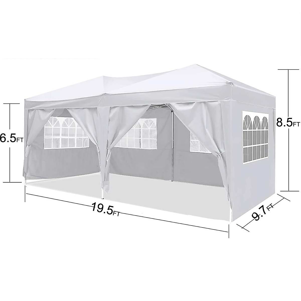 10' x 20' Pop Up Canopy Tent, Outdoor Carport Canopy with 6 Removable Side Walls, Instant Easy up Canopy with Carry Bag & 4 Pcs Weight Bags for Outdoor, Patio, White