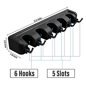 CINEYO 7 Pc's Airtight Food Storage Container & Mop and Broom Holder Wall Mount (Black)