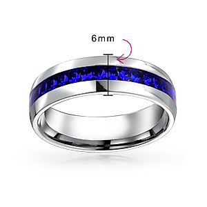 September Birthstone Month Crystal Eternity Band Ring Stainless Steel Custom Engraved