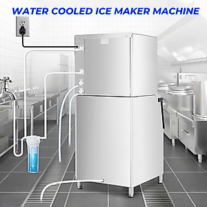 PULLAFUN Commercial Ice Maker Machine 550LBS/24H, Industrial Ice Machine with 330lbs Storage Bin, Ice ready in 8-15 min, Stainless Steel 1280W/120V, Self-Clean Ice Maker for Cafe/Bar/Restaurant