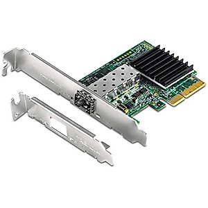 TRENDnet 10 Gigabit PCIe SFP+ Network Adapter, Convert A PCIe Slot Into A 10G SFP+ Slot, Supports 802.1Q, Standard & Low-Profile Brackets Included,Compatible with Windows & Linux, Black,TEG-10GECSFP