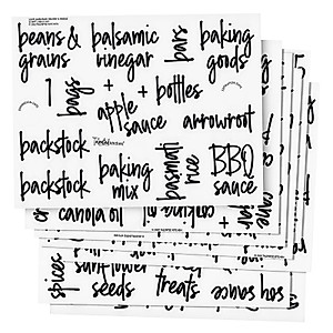 Talented Kitchen 158 Pieces Food Storage Labels for Glass Kitchen Containers, Preprinted Black Script on Clear Stickers for Fridge, Freezer, Pantry Organization (Water Resistant)