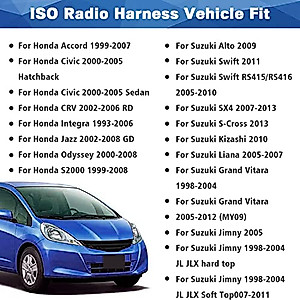 Fiegromech ISO Radio Stereo Wiring Harness Adapter Replacement for Honda Accord Civic CRV Suzuki Car Stereo Wire Cable