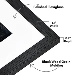 Americanflat 18x24 Poster Frame in Black - Use as 12x18 Picture Frame with Mat or 18x24 Frame Without Mat - Wide Engineered Wood Frame, Plexiglass Cover, and Hanging Hardware for Wall