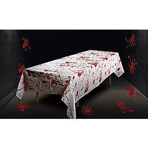 Grabo 4Pcs Halloween Decorations - Bloody Zombie Table Cover, Scary Tablecloth |102 ×51in| for Halloween Party Supplies Decoration, Horror Halloween Birthday Party