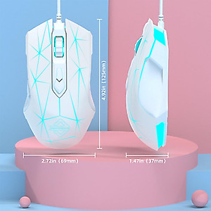 FELICON RGB Lightweight Gaming Mouse, Programmable 7 Buttons, Ergonomic LED Backlit USB Gamer Mice Computer Laptop PC, for Windows Mac OS Linux(Star White)