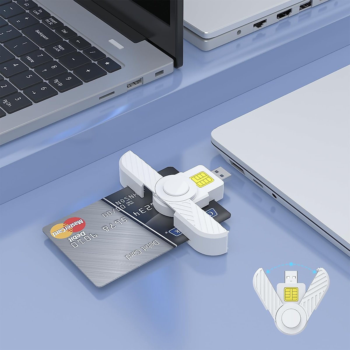 DOD Military USB Common Access CAC Smart Card Reader, ID CAC Card Reader, Smart Card Reader Compatible with Windows, Mac OS and Linux, USB A Card Reader for CAC Cards, Government ID, National ID, etc