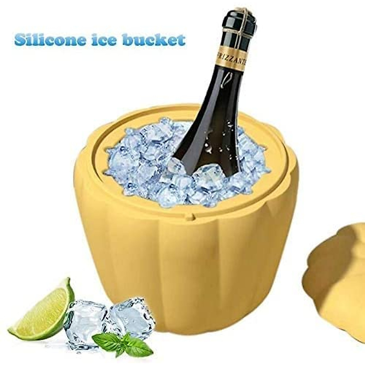 MXJCC Ice Cube Maker - 37 Cubes Silicone Ice Maker Bucket with Lid, Bottled Beverage Liqueur Cooler, Dishwasher Safe Ice Cube Trays for Indoors/Outdoors